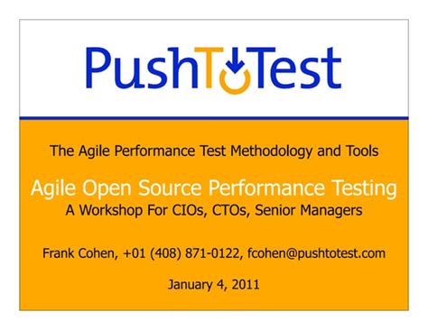 Agile Open Source Performance Testing Workshop For Business Managers Pdf