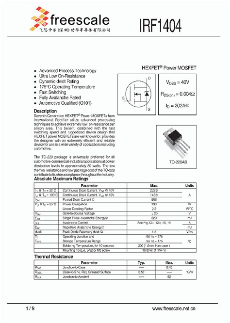 IRF1404_5341745.PDF Datasheet Download --- IC-ON-LINE