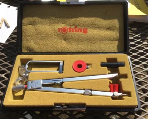 Rotring Technical Drawing Compass And Pens Complete In Black Box Eur 29