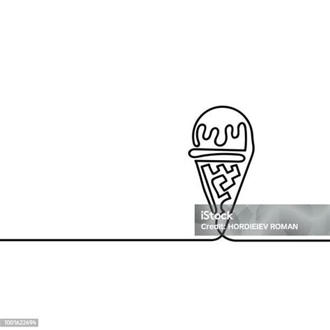 아이스크림은 검정색입니다 연속 라인 도면입니다 검은 배경에 대 한 아름 다운 디자인입니다 벡터 일러스트 레이 션 광고에 대한 스톡 벡터 아트 및 기타 이미지 Istock