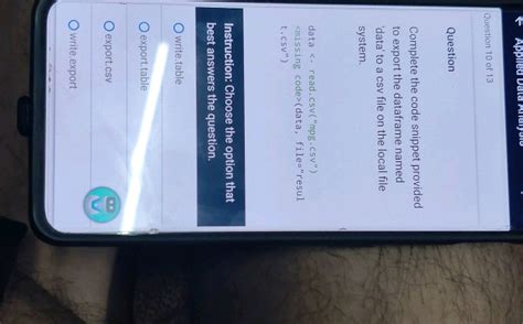 Complete The Code Snippet Provided To Export The Dataframe Named Data
