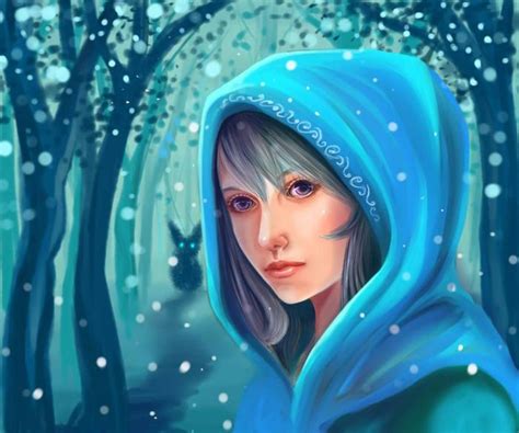 Иллюстрация Синяя шапочка в стиле 2d компьютерная графика