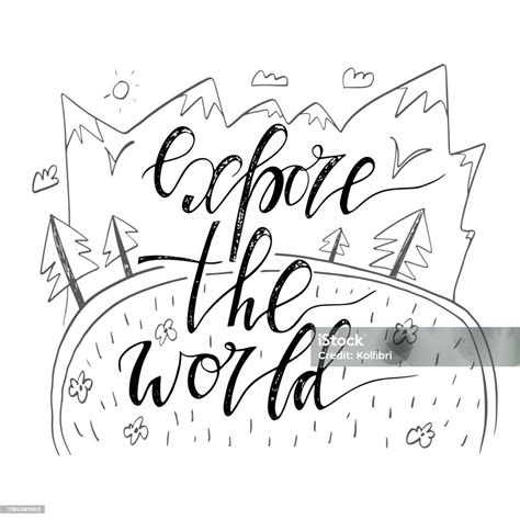 세계 손으로 그린 문자를 탐험 해보세요 휴가 및 관광 개념 여행 생활 스타일 영감 따옴표 문자 동기 부여 타이포그래피 걷기에 대한 스톡 벡터 아트 및 기타 이미지 Istock