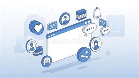 Isometric Social Media Network Interface With User Icons And