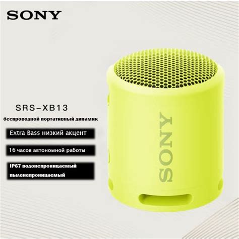 Беспроводная акустика Sony SRS-XB13, желтый - купить по низким ценам в ...