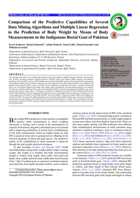 Pdf Comparison Of The Predictive Capabilities Of Several Data Mining