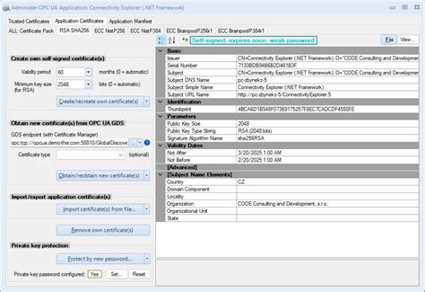 Dialog Administer Opc Ua Application Opc Labs Knowledge Base