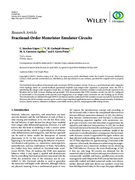 Pdf Fractional Order Memristor Emulator Circuits