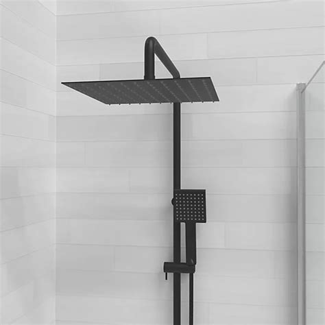 Nes Home Square Riser Rail Shower Kit With Bath Mixer Tap And Handset