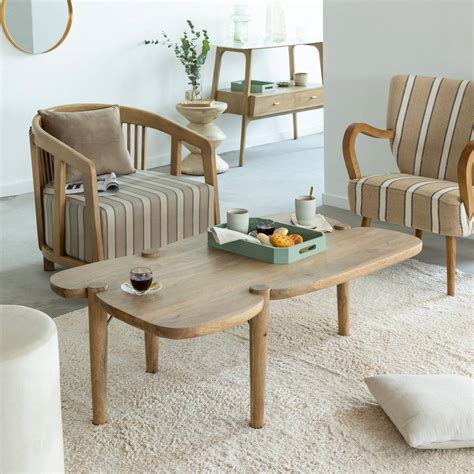 table basse vague en bois de manguier zola made in meubles