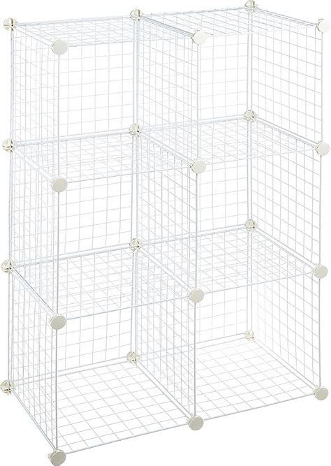 Amazon Basics 6 Cube Wire Grid Storage Shelves 14 X 14 Stackable Cubes White Amazon Ca