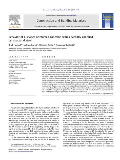 Pdf Behavior Of T Shaped Reinforced Concrete Beams Partially Confined Dokumentips