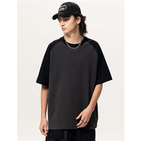 Heavy Cotton Contrast Color Gray Oversized T Shirt