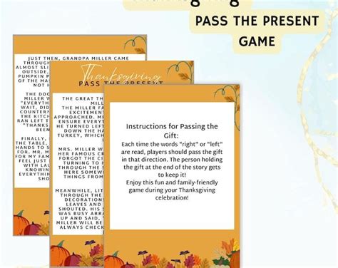 Fun Thanksgiving Pass The Present Game Thanksgiving Game Printable
