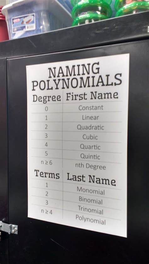 Naming Polynomials Poster Math Love