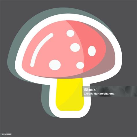 스티커 버섯 과일과 야채 기호에 적합합니다 편집 가능한 간단한 디자인 디자인 템플릿 벡터 간단한 기호 그림 0명에 대한 스톡