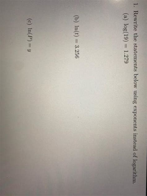 solved 1 rewrite the statements below using exponents