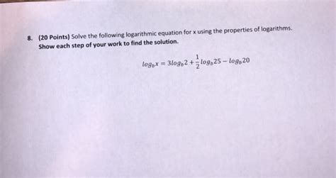 Solved Points Solve The Following Logarithmic Chegg