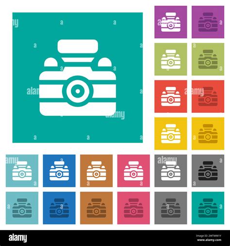 Camera Solid Multi Colored Flat Icons On Plain Square Backgrounds Included White And Darker
