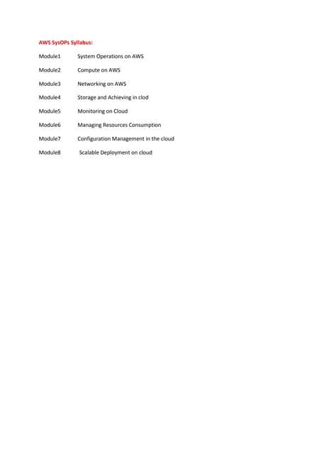 Aws Sysops Course Pdf