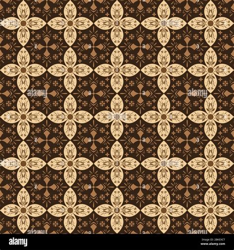 Elegance Java Batik Flower Motifs With Golden Brown Color Design