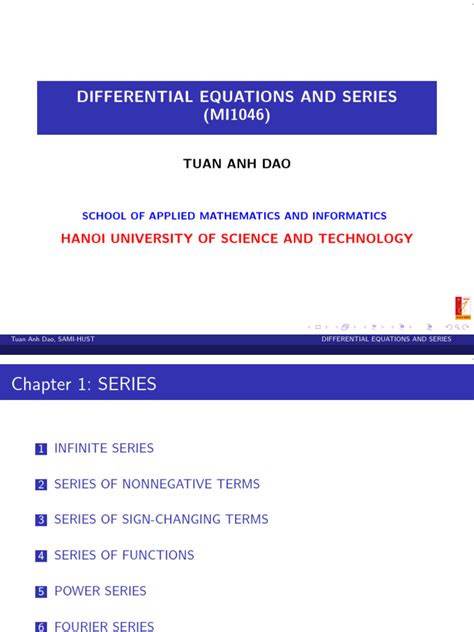 Lecture Notes Deandseries Chapter 1 Pdf Fourier Series Series