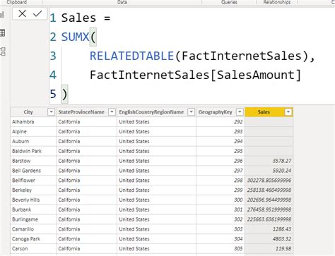 Power Bi Dax Relatedtable Function Get The Subtable Related To The