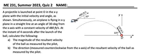 Solved A Projectile Is Launched At Point O In The Xy Plane Chegg