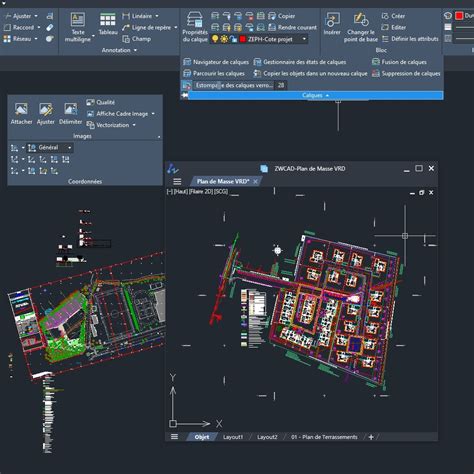 Interface Et Onglet De Dessin Flottant Zwcad