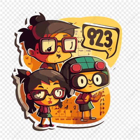 만화 캐릭터 일러스트 클립 아트를 갖춘 학교 스티커 벡터상표 Png 일러스트 무료 다운로드 Lovepik