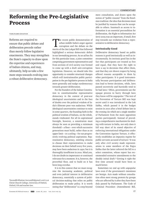 Pdf Reforming The Pre Legislative Process