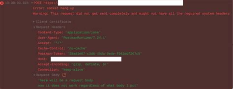 Socket Hangup While Sending Request In App Version To Issue
