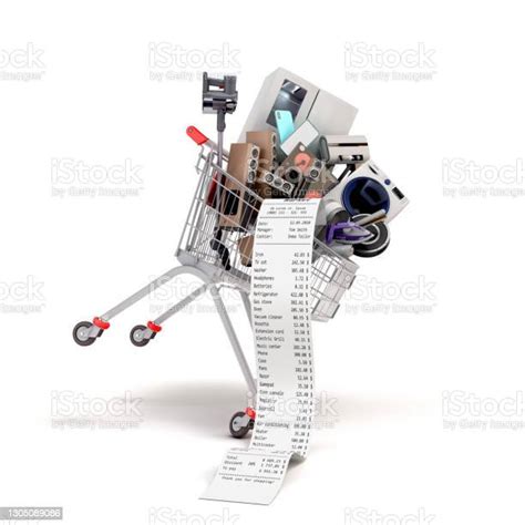 쇼핑 카트 인터넷 상거래 또는 온라인 쇼핑 개념 3d 렌더링에 가전 제품 소용돌이에 렌더링 3차원 형태에 대한 스톡 사진 및