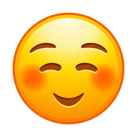 Premium Vector Top Quality Emoticon Cute Smiling Emoji Happy Face With Flushed Cheeks Yellow