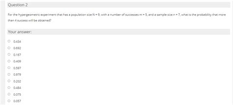 Solved For The Hypergeometric Experiment That Has A