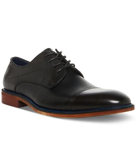 Steve Madden Mens Zane Tonal And Textured Leather Mid Oxford Dress Shoe