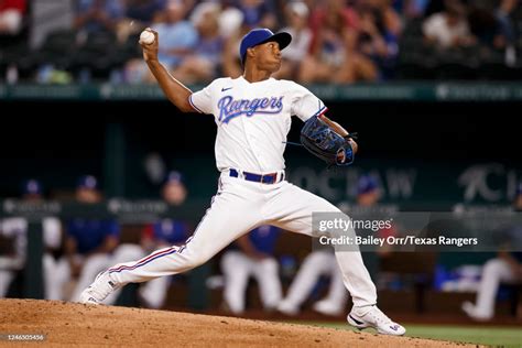 Jose Leclerc Of The Texas Rangers Delivers A Pitch During A Game