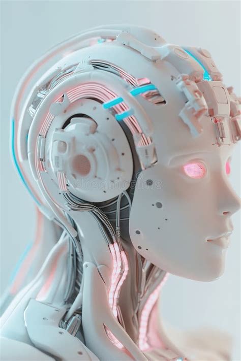 This Highly Advanced Humanoid Robot Features Glowing Neural Network Patterns On Its Head Stock