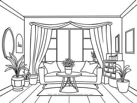 Cozy Living Room Coloring Page Free Printable Coloring Page
