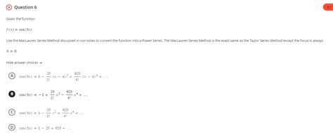 Solved Given The Function F X Cos X Use The MacLauren Chegg