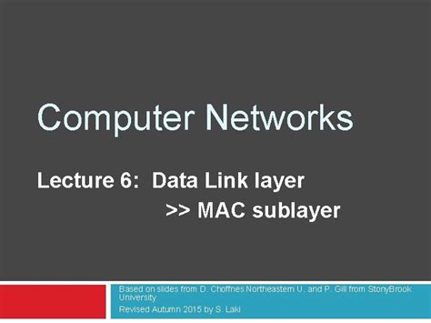 Computer Networks Lecture 6 Data Link Layer Mac