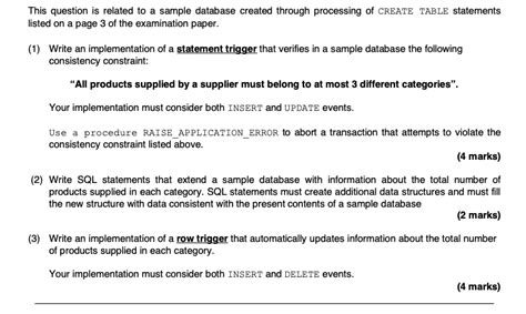 Solved The Schemas Of Relational Tables Specifications Of