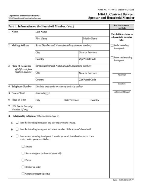 Form I 864a Affidavit Of Support Instructions Printable Form 2024