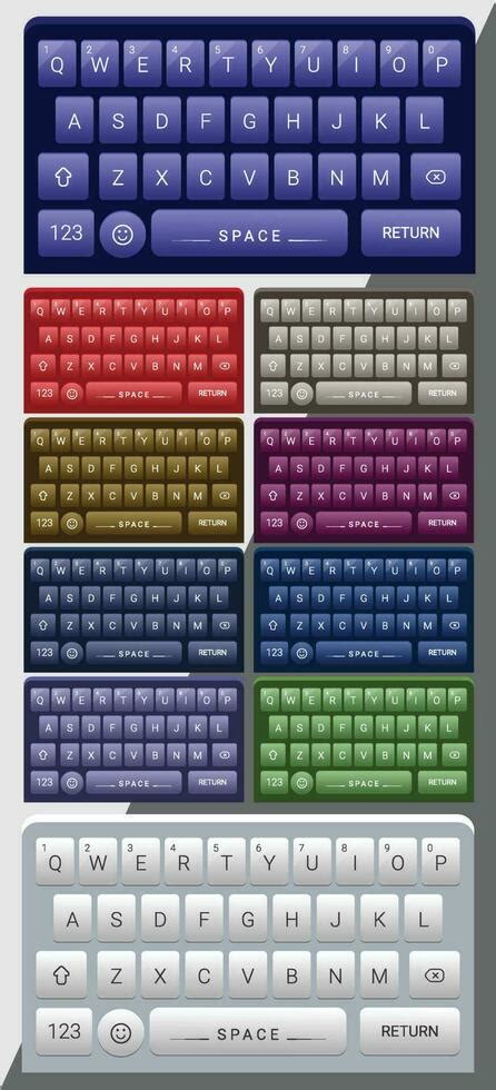 Vector Smartphone Keyboard Ui Ten Color Realistic And Flat Mobile Phone