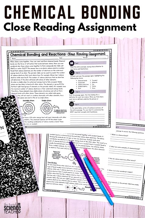 Chemical Bonding And Reactions Close Reading Assignment Print And Digital Physical Science