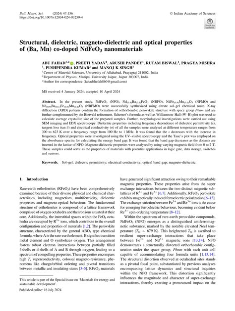 Pdf Structural Dielectric Magneto Dielectric And Optical Properties Of Ba Mn Co Doped