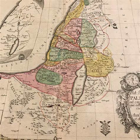 1760 Euler Map Of Palestine Original Hand Colored Antique Map Etsy