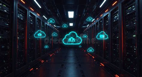 Data Center Cloud Computing With Server Racks And Digital Technology Stock Illustration