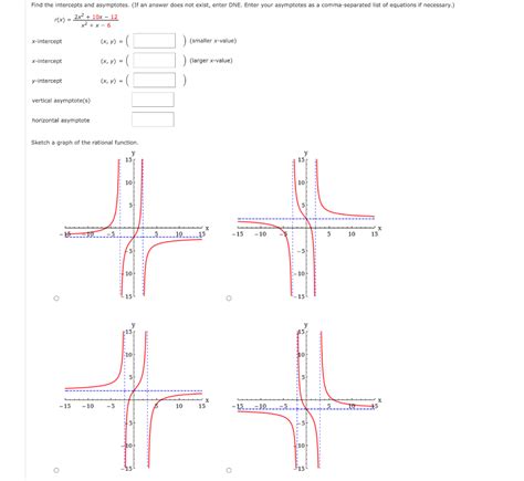Solved Find The Intercepts And Asymptotes If An Answer Chegg