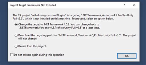 Net The C Project Is Targeting NetFramework Version V Profile Unity Full V Which